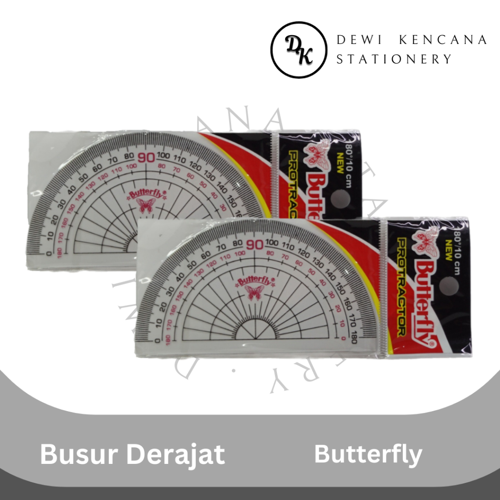 Jual Busur Derajat Plastik Butterfly/Penggaris Busur Derajat Butterfly ...