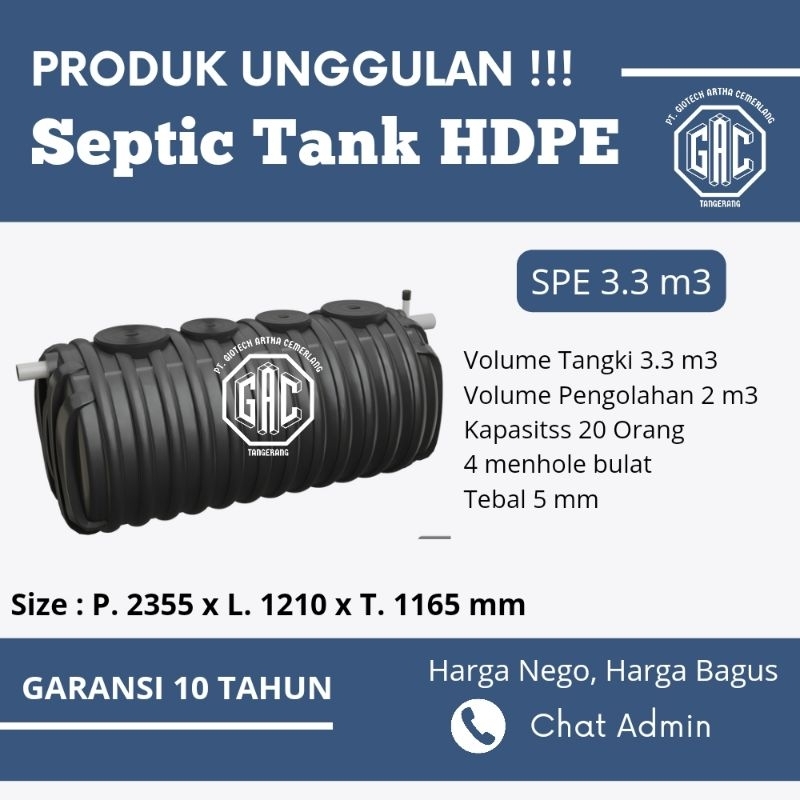 Jual SEPTIC TANK HDPE, SEPTIC TANK HDPE 2 M3, SEPTIC TANK HDPE 3.3 M3 ...
