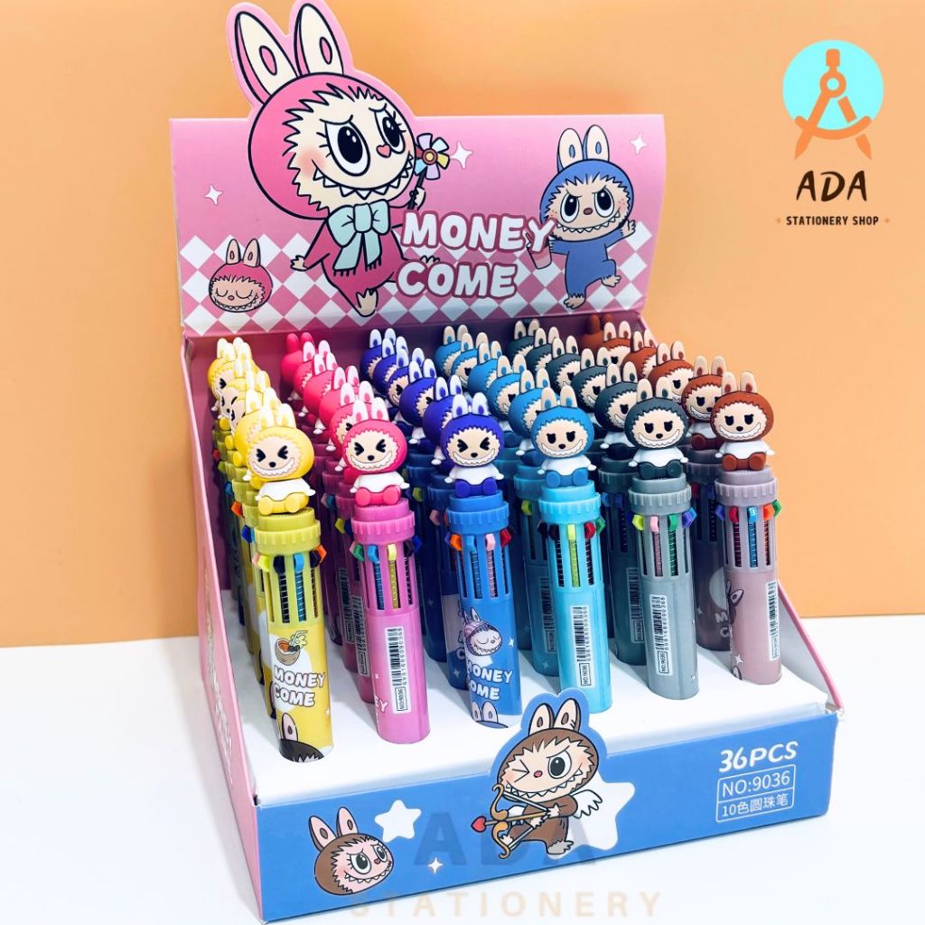 Jual GROSIR pen 10 warna LABUBU/9036/bolpen 10 warna/ pulpen viral ...