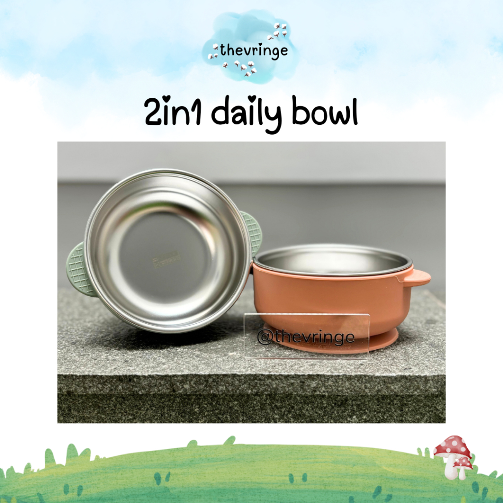 Jual 2in1 Daily Bowl Silicone Stainless Steel Bowl mangkuk makan bayi ...