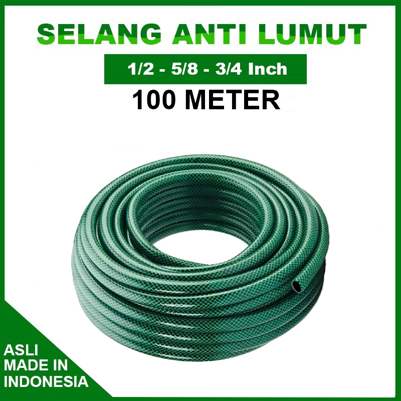 Jual SELANG GEMUK Selang Air 1/2 5/8 3/4 Inch 100 Meter Selang Air Benang Anti Lumut Hijau ...