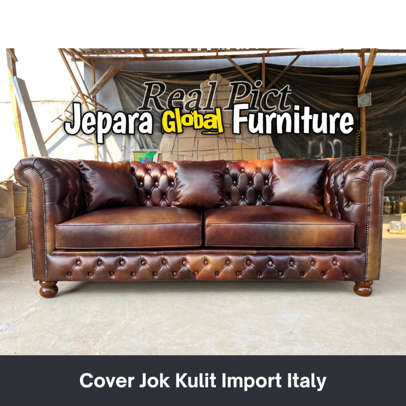 Jual REAL PICT !! Sofa tamu Cesterfield Kulit Asli Import Italy - kursi sofa Kulit - sofa kulit ...
