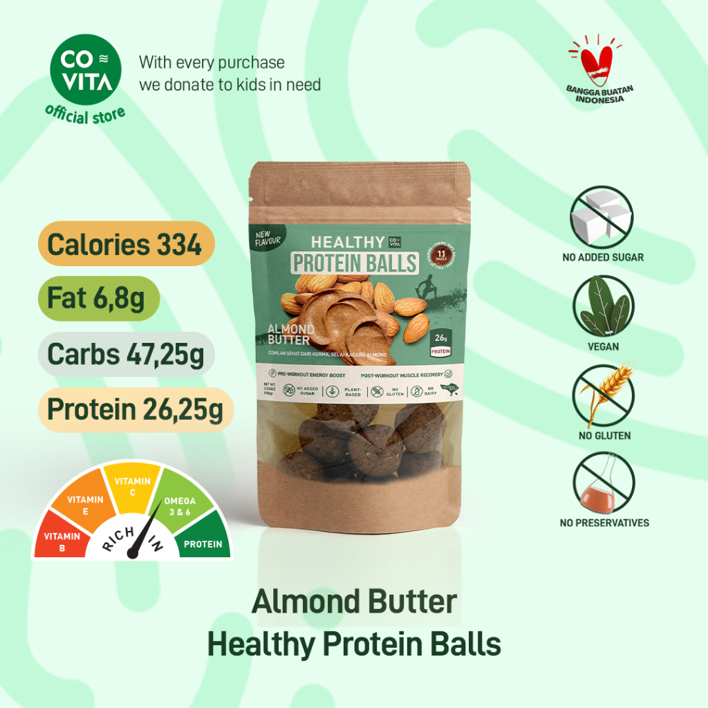 Jual Covita Healthy Protein Balls - Almond Butter - Snack Instant Sehat ...