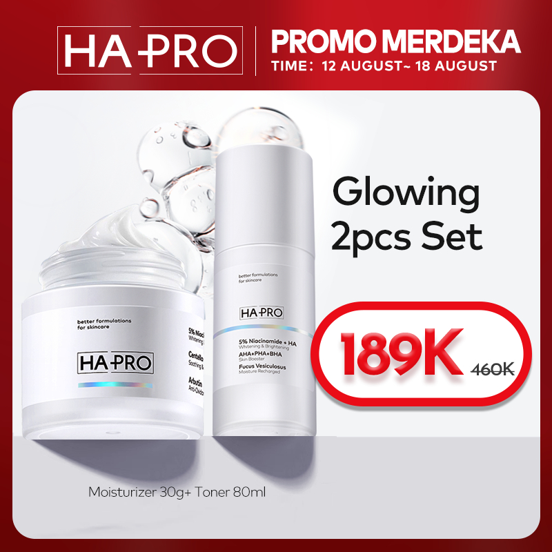 Jual [HAPRO] HA PRO 2pcs Glowing & Exfoliating Skincare Set Moisturizer ...
