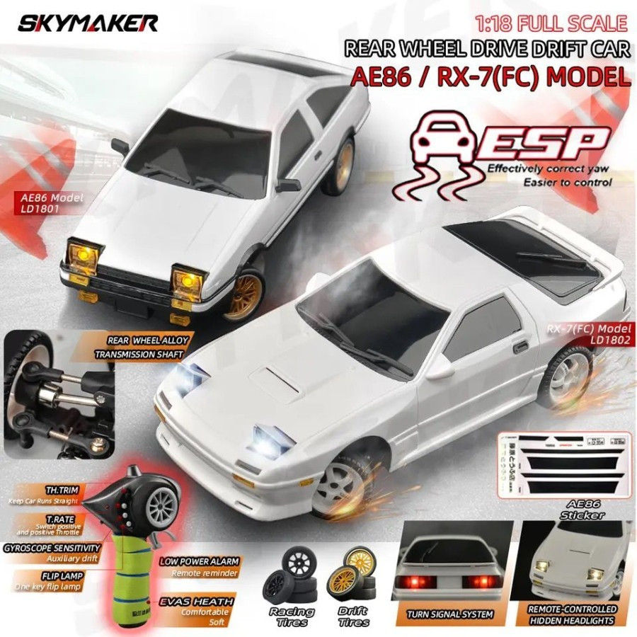 Jual LDRC Classic Mini RC Drift LD1802 RX7 RTR 1/18 2.4G 2WD 3CH ESP ...
