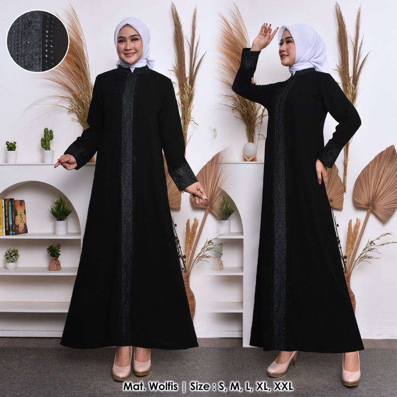 Jual J Collection Gamis Abaya Bordir Series Hitam Jet Black Bordir ...