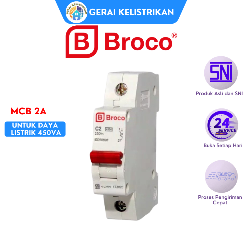 Jual BROCO MCB 1P 2A (Ampere) 1 Phase | Shopee Indonesia