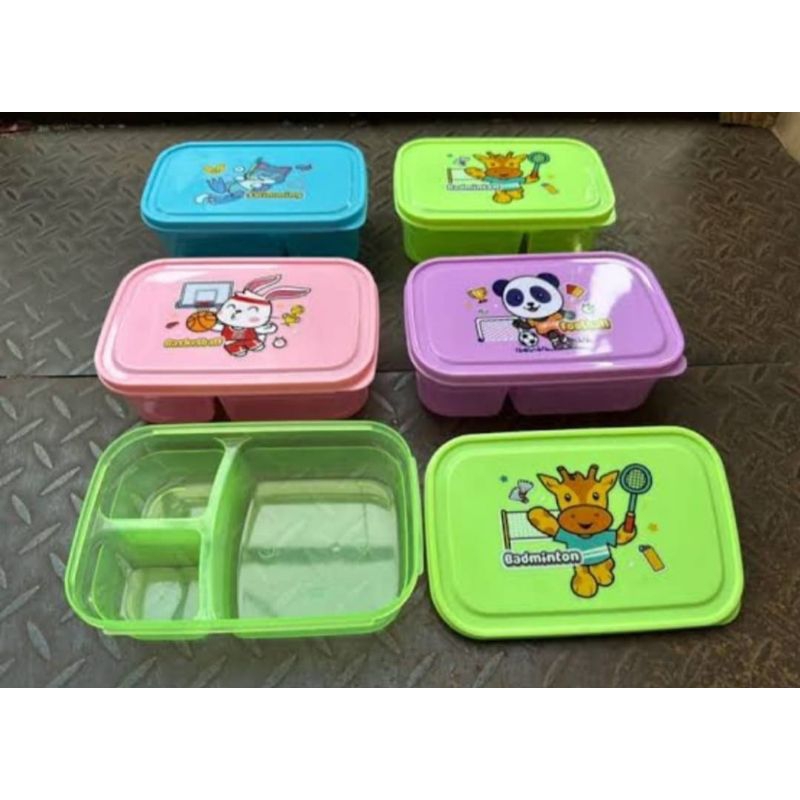 Jual Lunch Box sekat 3 HELIO / Kotak Bekal / Kotak makan Anak PAUD SD TK | Shopee Indonesia