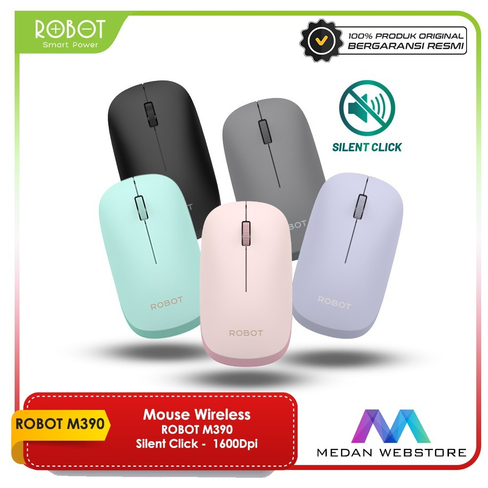 Jual Robot M390 Mouse Wireless Mouse Silent Click USB 2.4G ORIGINAL ...