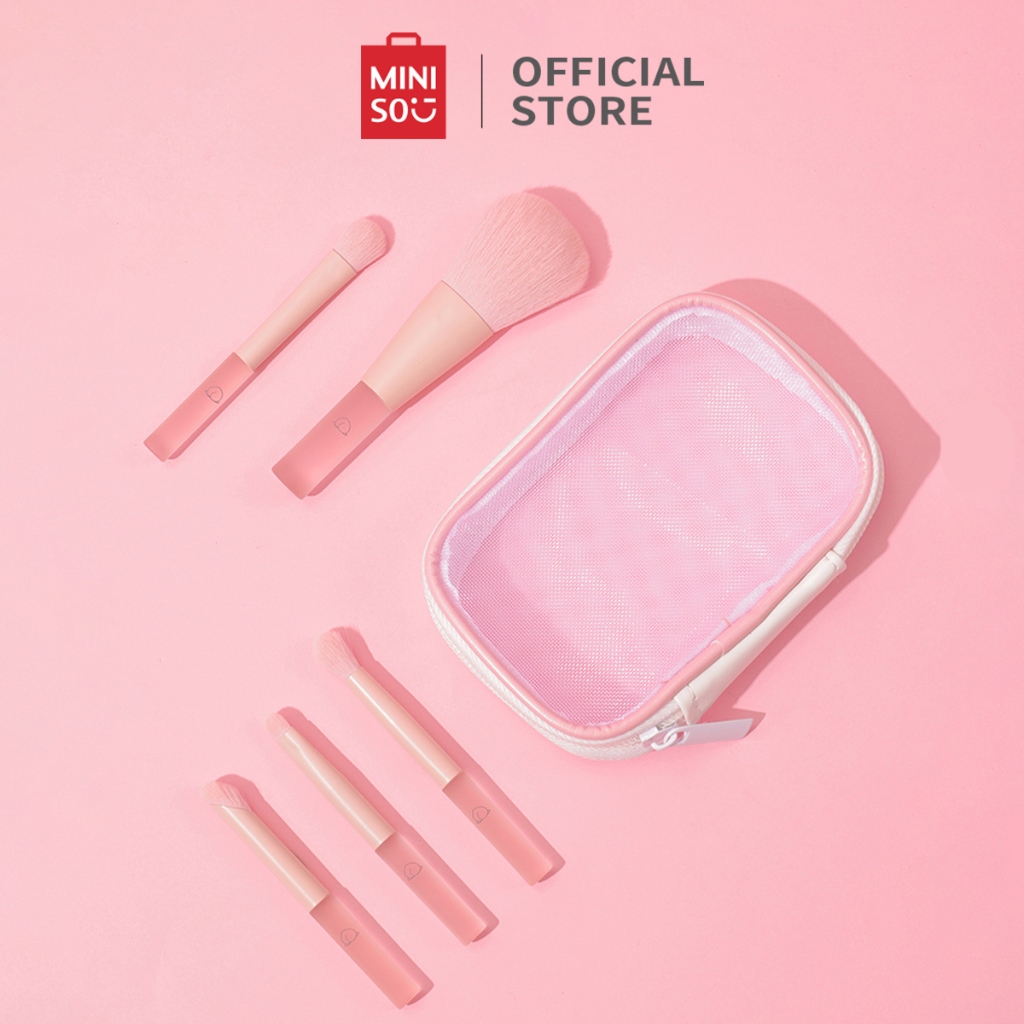 Jual Miniso Makeup Brushes Kuas Rias Pink Series Mini Set Kuas Rias ...