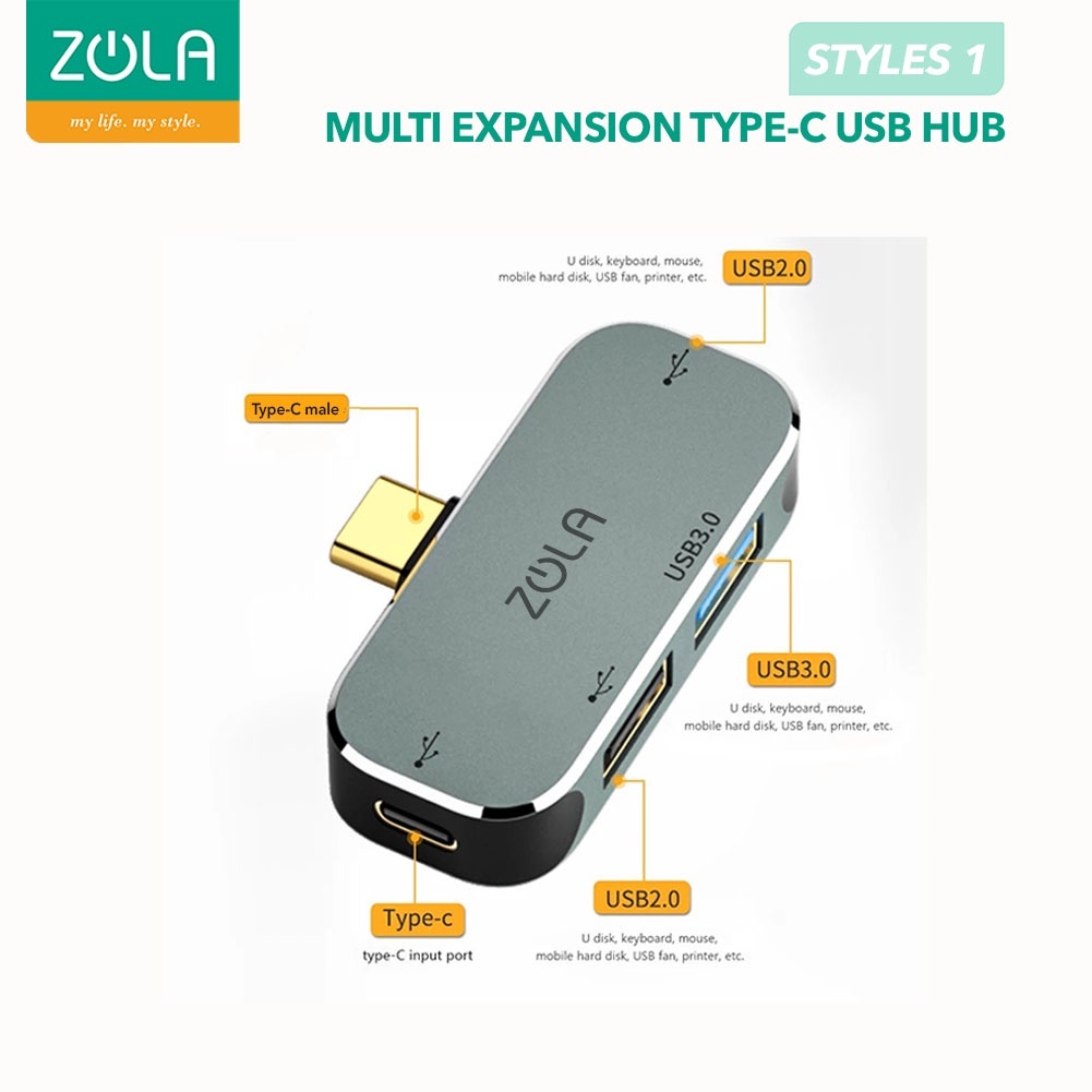 Jual Zola Usb Hub Type C To Usb 3.0/2.0/PC/Mac | Shopee Indonesia