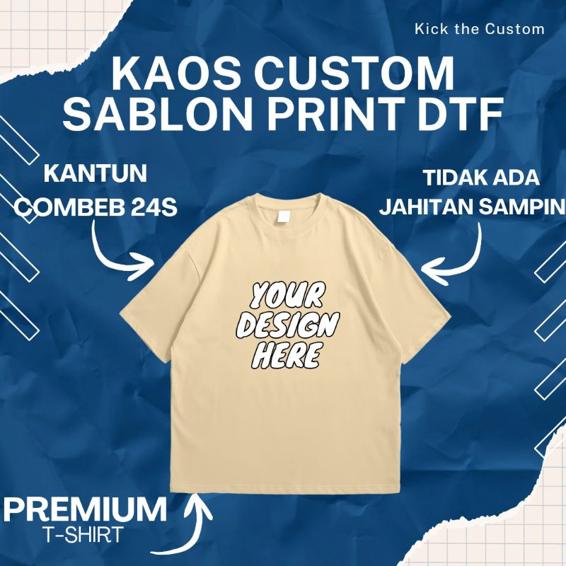 Jual Kaos Custom Cotton Combed 24s DTF /Bebas Custom Tulisan / Gambar / Logo / Foto / Unisex ...