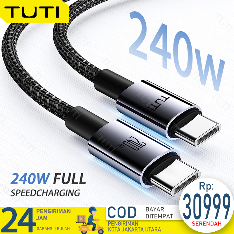 Jual Tuti Kabel Data 5.0A 48V Fast Charging Type C To Type C Usb To Lightning Pd 240W 1.8M ...