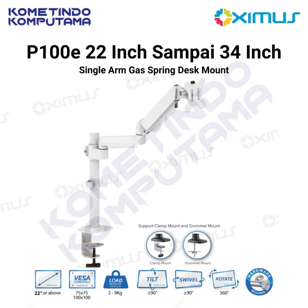 Jual P100E WHITE OXIMUS 22"-34" BRACKET TV LED LCD MONITOR WALL TILT ...