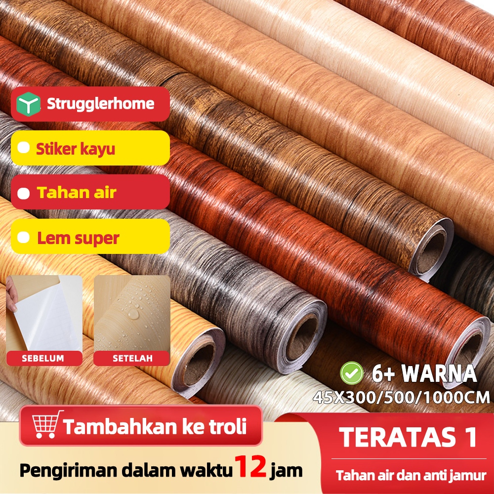 Jual 【strugglerhome】stiker motif kayu wallpaper lemari stiker motif ...
