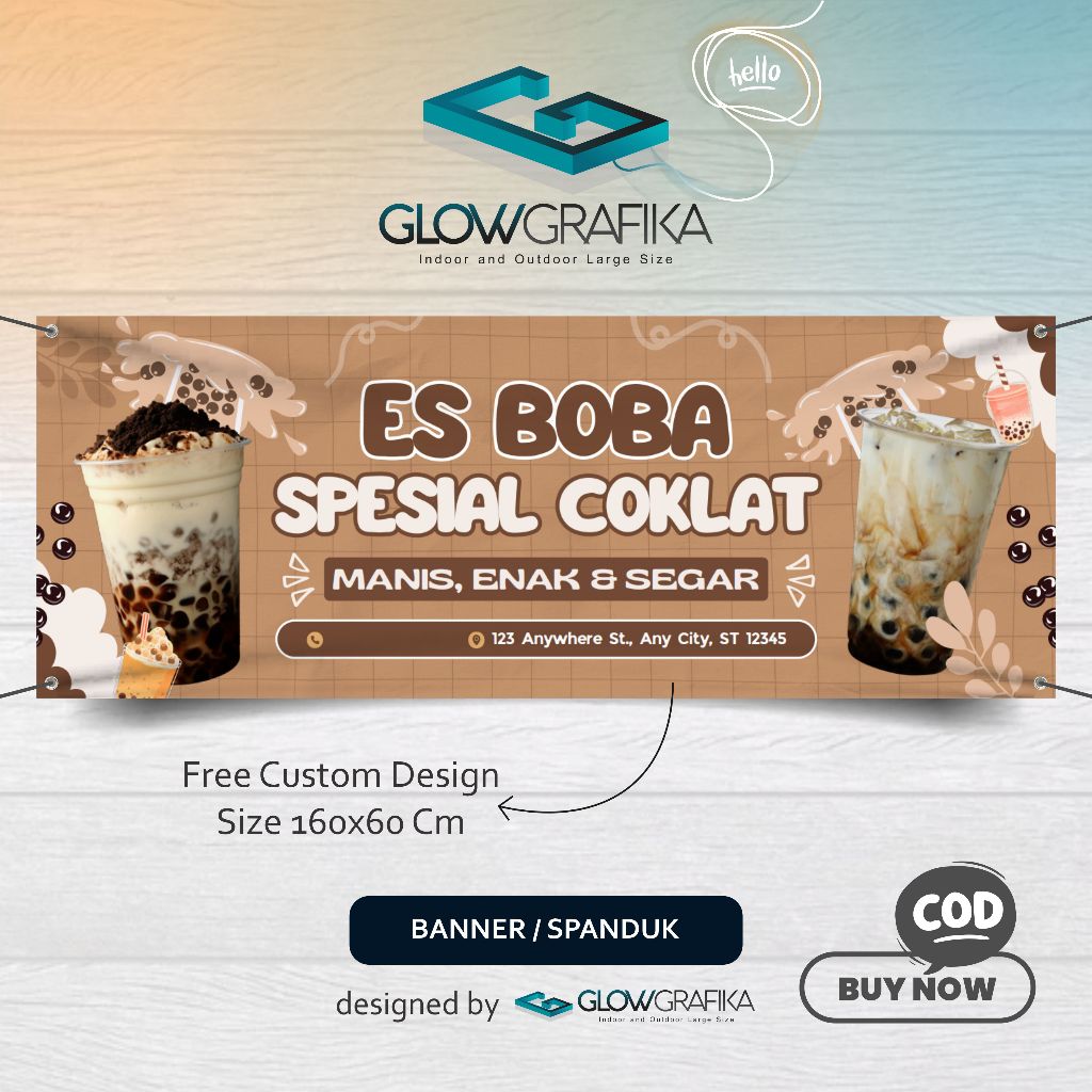 Jual Cetak Spanduk Banner Es Boba Spesial Coklat | Shopee Indonesia