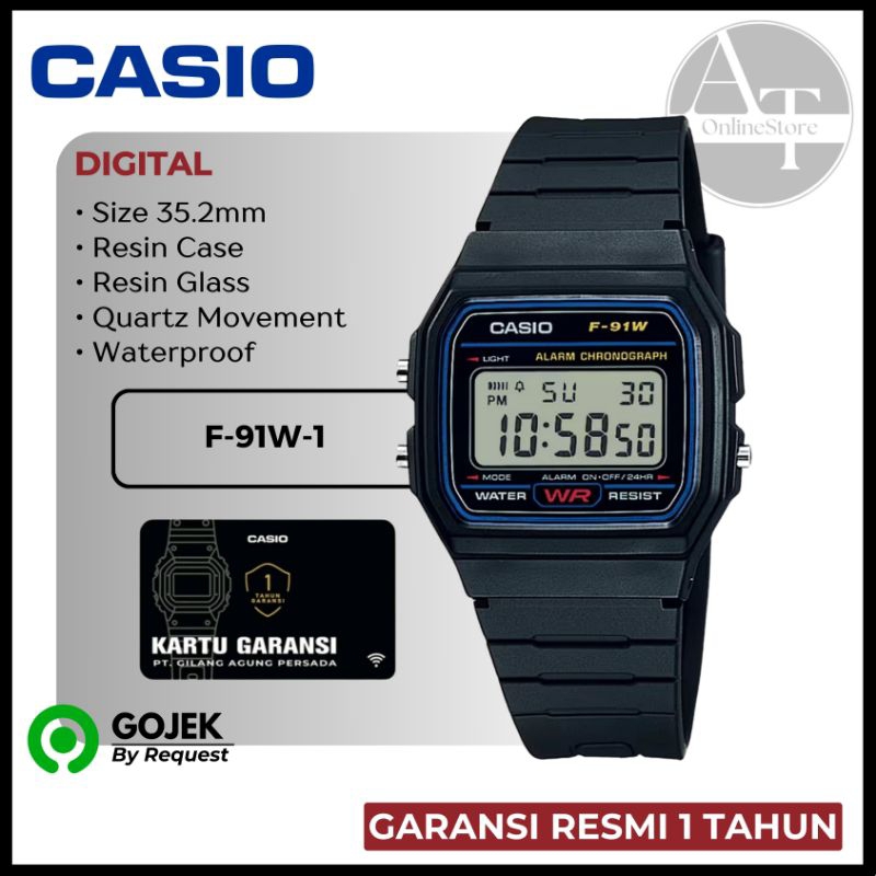 Jual Jam Tangan Unisex Casio F-91W-1 F91W ORIGINAL Garansi Resmi | Shopee Indonesia