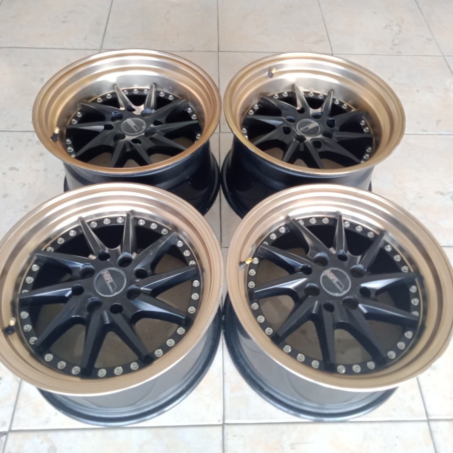 Jual VELG MOBIL BEKAS MURAH CELONG HSR TIAKUR RING 15 LEBAR 8/9 PCD 4X100 4X114 ET30/25 BLK/BRZ ...