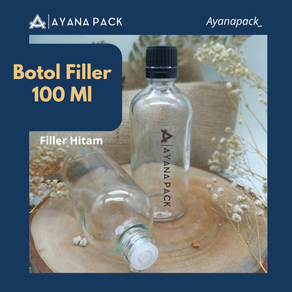Jual Botol Kaca Bening Essential Oil 100 ml Hitam Atau Putih Ada Segel ...