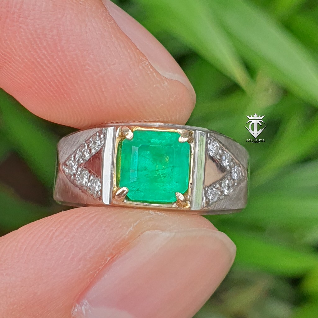 Jual Batu Permata Natural Emerald Beryl Zamrud Colombia 1.47 Ct Gold ...