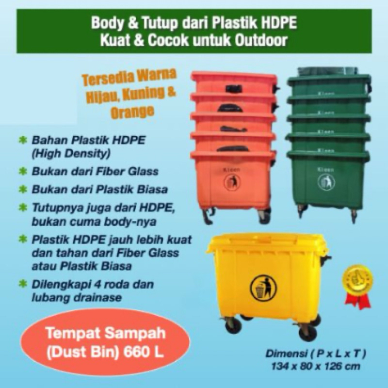 Jual Dust Bin / Tempat Sampah 660 Liter | Shopee Indonesia