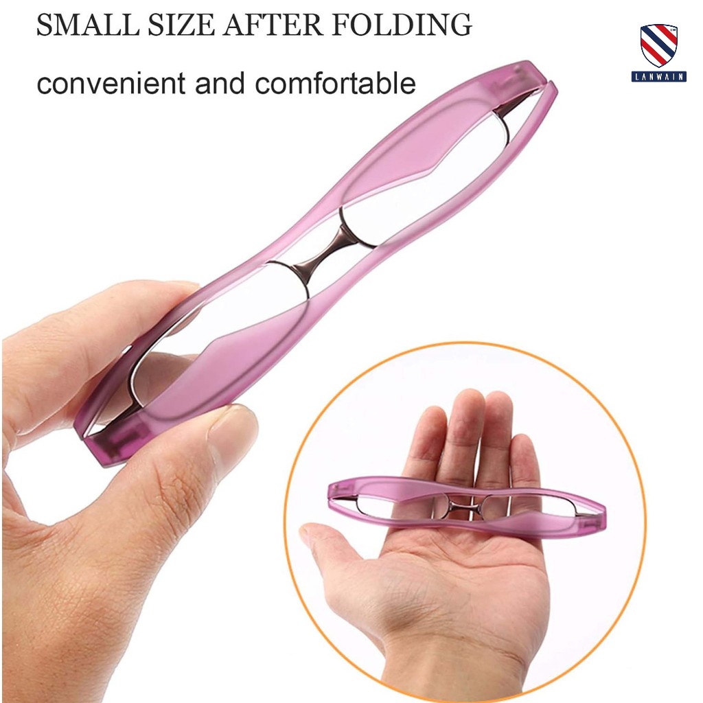 Jual Lanwain Folding 360°Twist Pocket Reading Glasses Easy Carry Mini Compact Podreader Reading ...