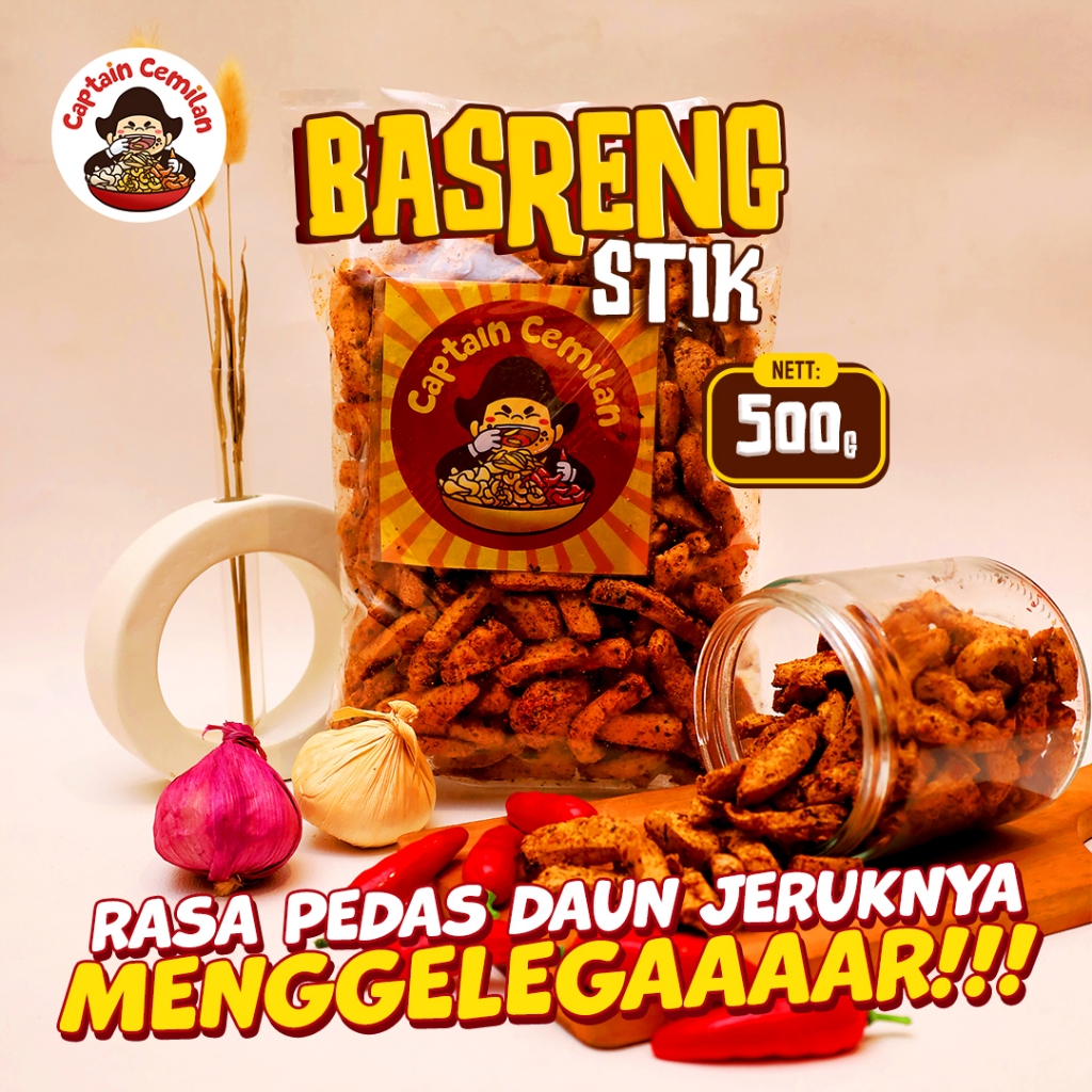 Jual 500gram Basreng Stik Pedas Gurih Daun Jeruk renyah kriuk baso ...
