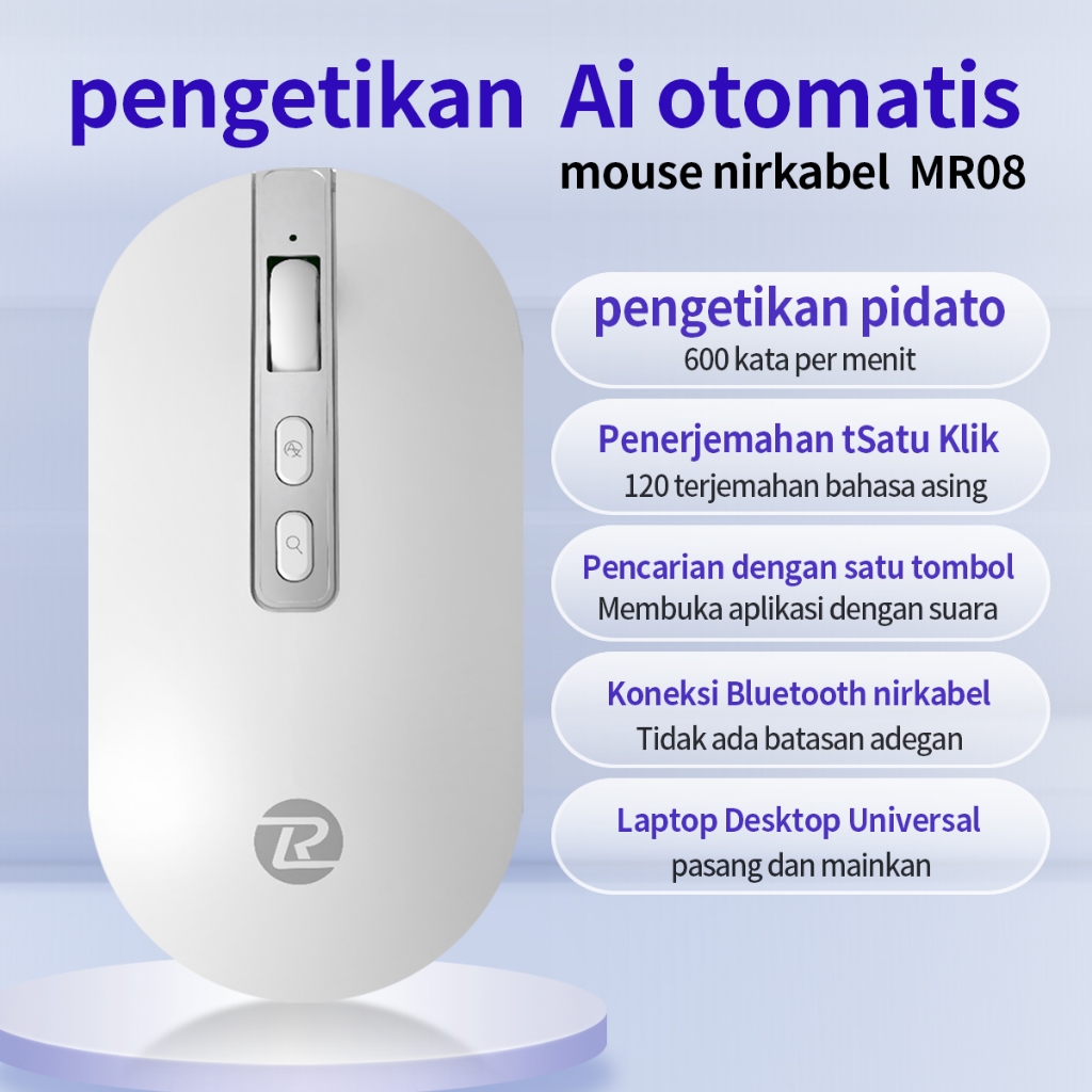 Jual Mouse AI MR08 Cerdas Pengenal Suara Wireless and bluetooth Dengan ...
