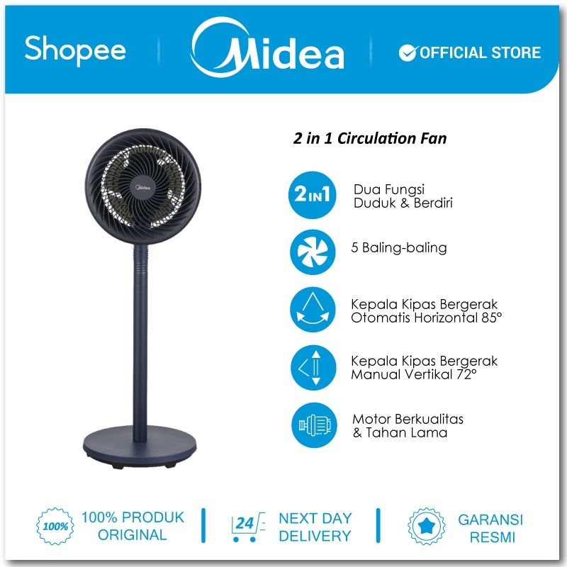 Jual KIPAS ANGIN MIDEA / STAND FAN MFG180M0APB (30W 3SP BLUE) | Shopee ...