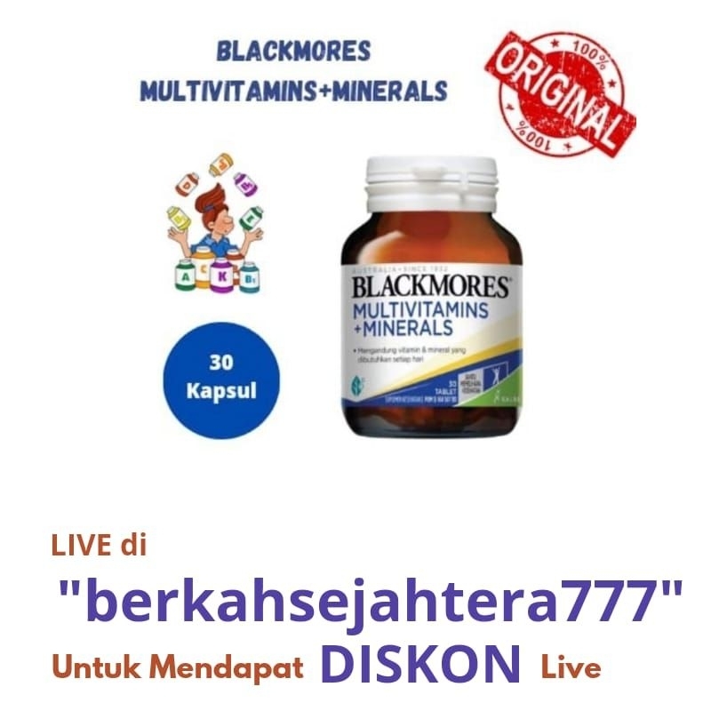 Jual BLACKMORES MULTIVITAMINS+MINERALS ISI - 30 TABLET | Shopee Indonesia