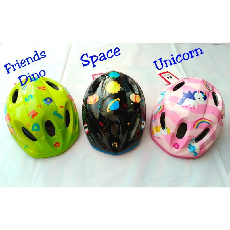 Jual HELM ANAK POLYGON FRIENDS DINO SPACE UNICORN ARMY SIZE S & M ...