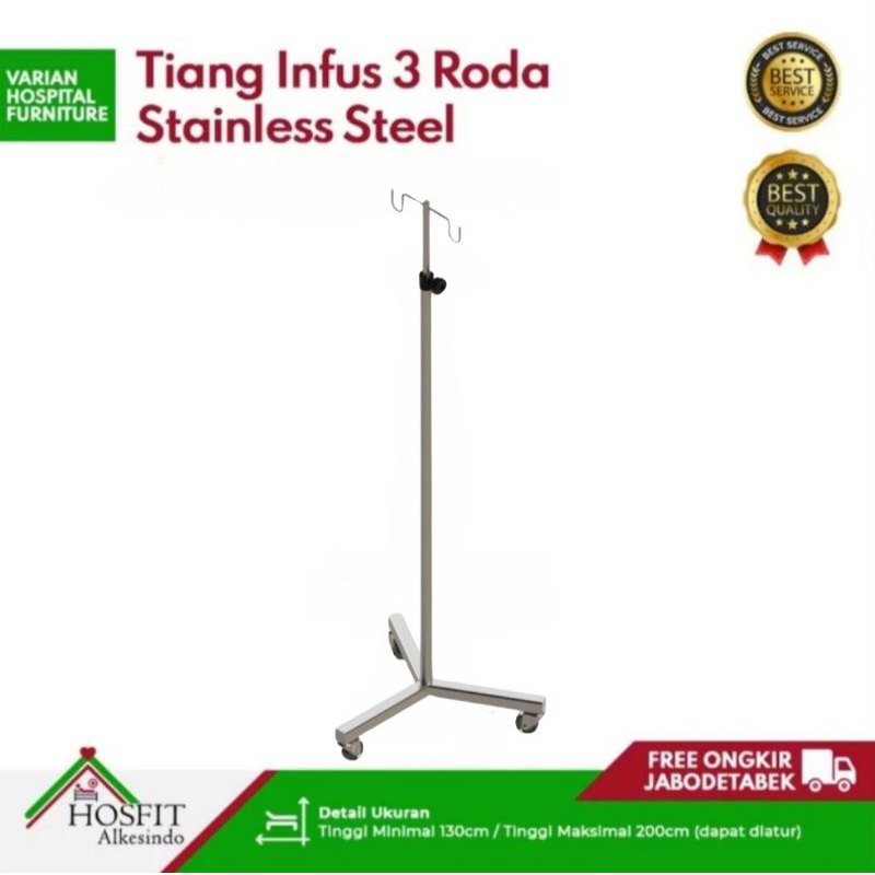 Jual Tiang Infus 3 Kaki/ 3 Roda Full Stainless Steel | Shopee Indonesia