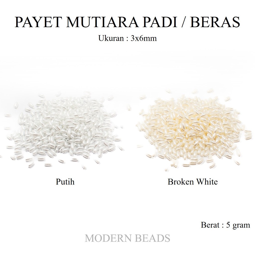 Jual [5 GRAM] Payet Mutiara Padi 3x6mm / Manik Padi / Mote Beras ...