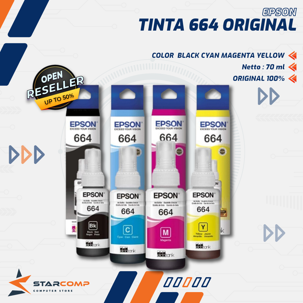 Jual Tinta EPSON 664 Black/Cyan/Magenta/Yellow for L Series Original | Shopee Indonesia