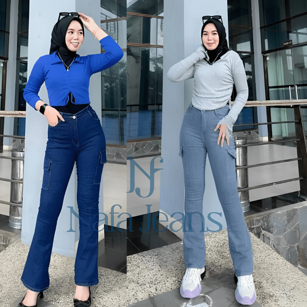Jual Celana Cargo Cutbray Jeans Wanita- Jeans Cutbray Highwaist Wanita Kekinian | Shopee Indonesia