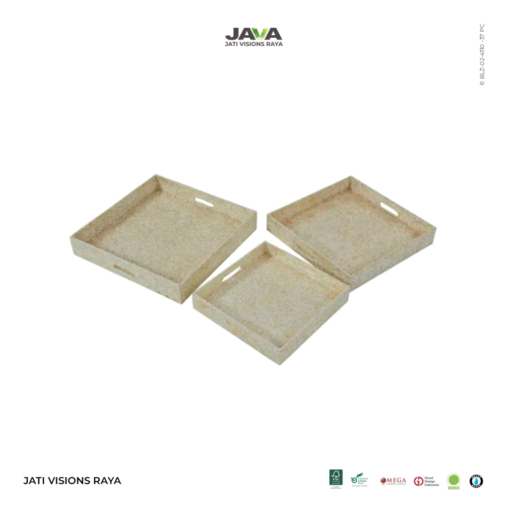 Jual JAVA Capiz Tray Square W/ Crushed Capiz White Set Of 3 Motif : Crushed - Capiz White ...