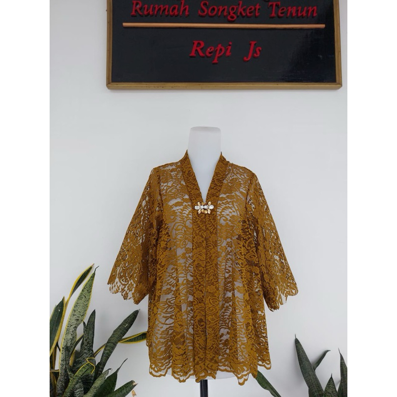 Jual Kebaya Kartini Pendek Warna Eek Kuda | Shopee Indonesia