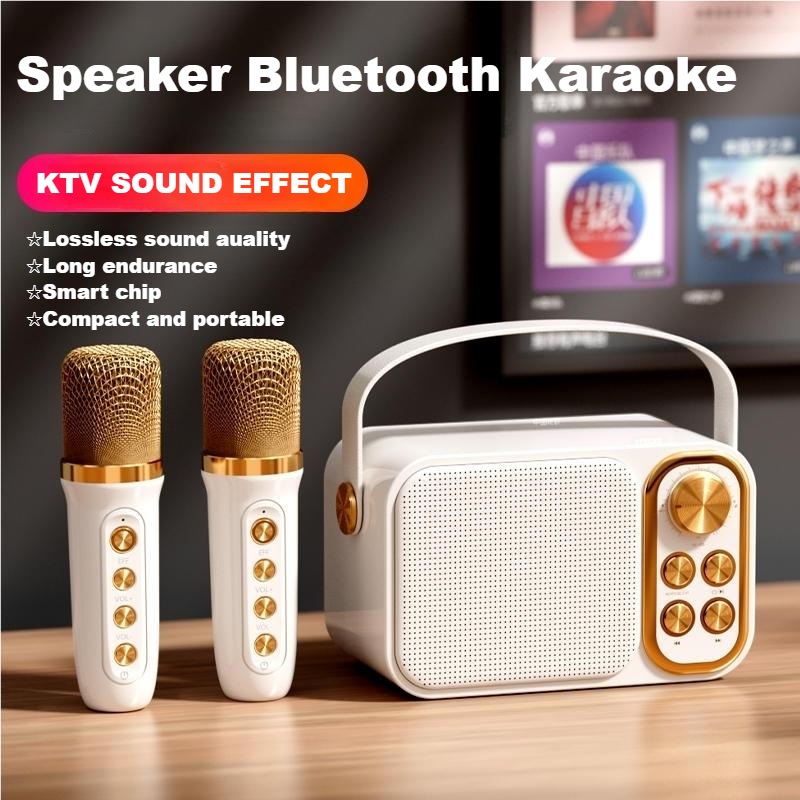 Jual Microphone Speaker Bluetooth Karaoke Set/2 Microphone Portable Wireless Mini Speaker ...