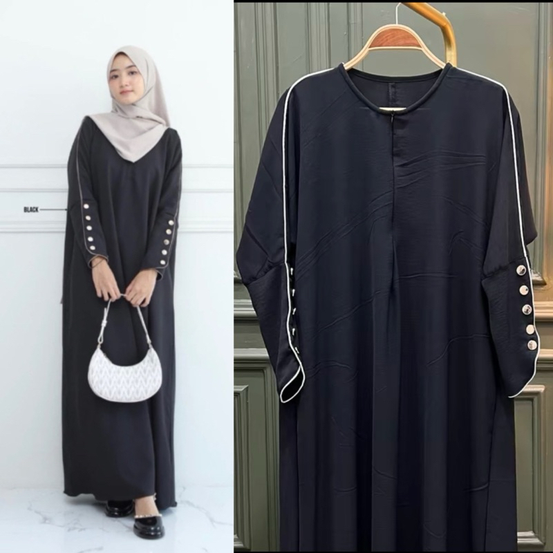 Jual Abaya Basic Habibah Premium Gamis Plain Umroh Daily Abaya Kancing Dress Gamis Oversize ...