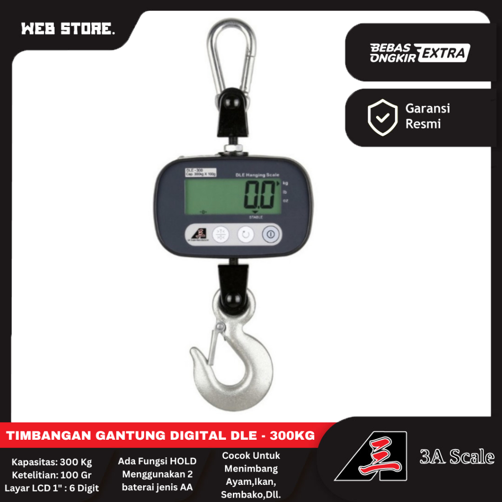 Jual Timbangan Gantung Digital DLE 300kg Digital Electronic Hanging Scale 300kg 300 Kg | Shopee ...