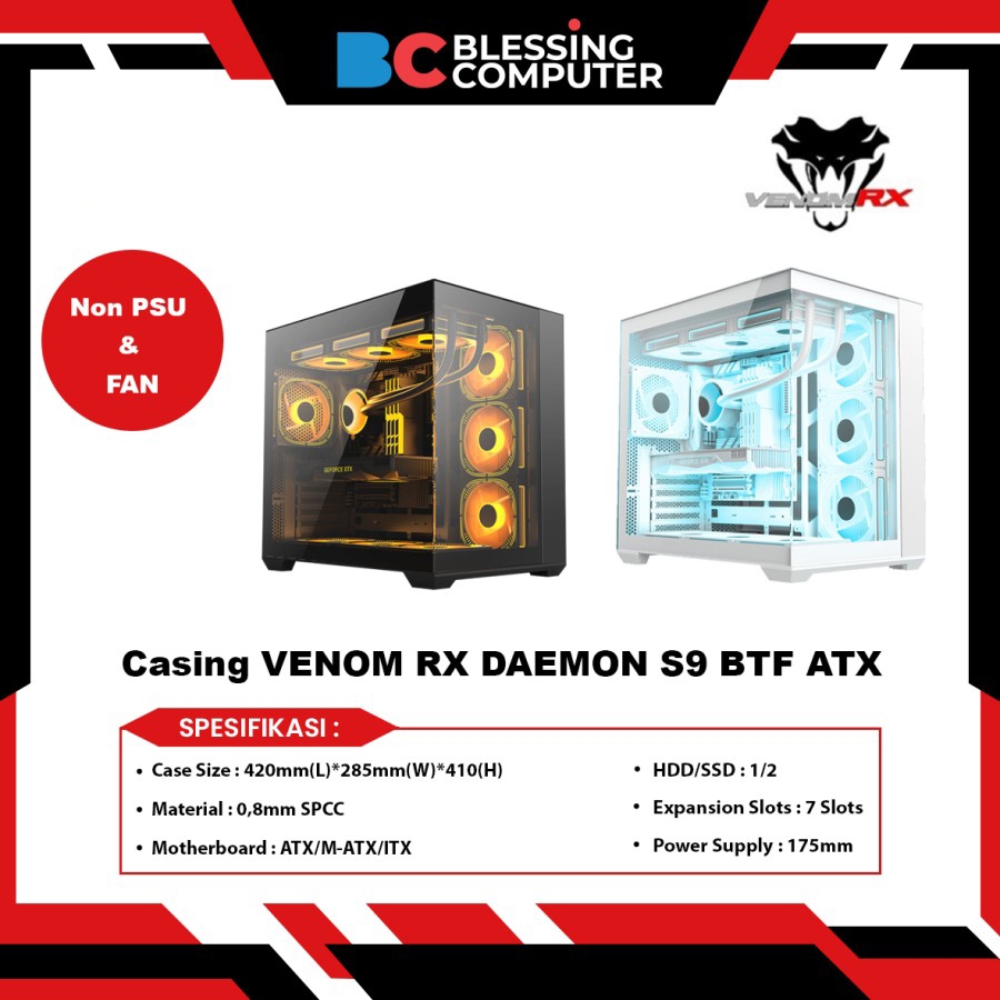 Jual Casing VENOM RX DAEMON S9 BTF ATX White | Shopee Indonesia