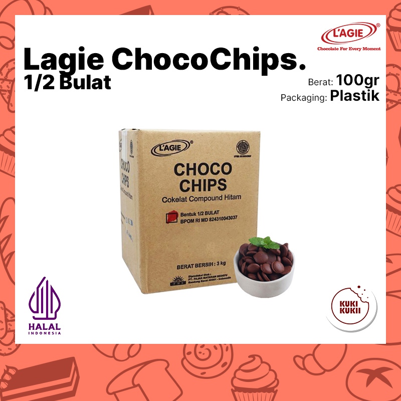 Jual Choco Chips Lagie 1/2 bulat 100gr | Lagie Choco Chip 100 gr | Shopee Indonesia