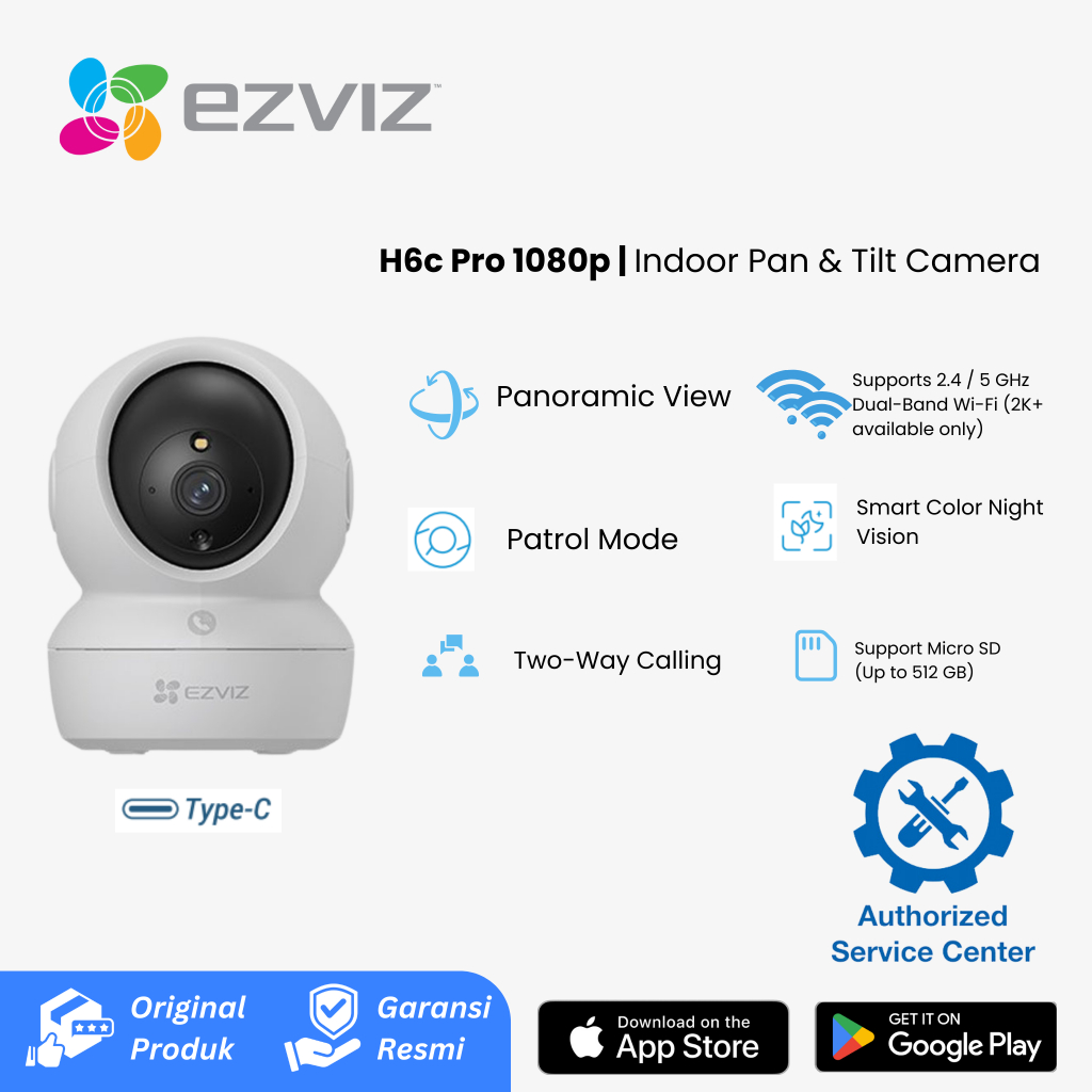 Jual KAMERA CCTV EZVIZ H6C PRO 2MP Smart Wifi Pan Tilt Camera Indoor ...