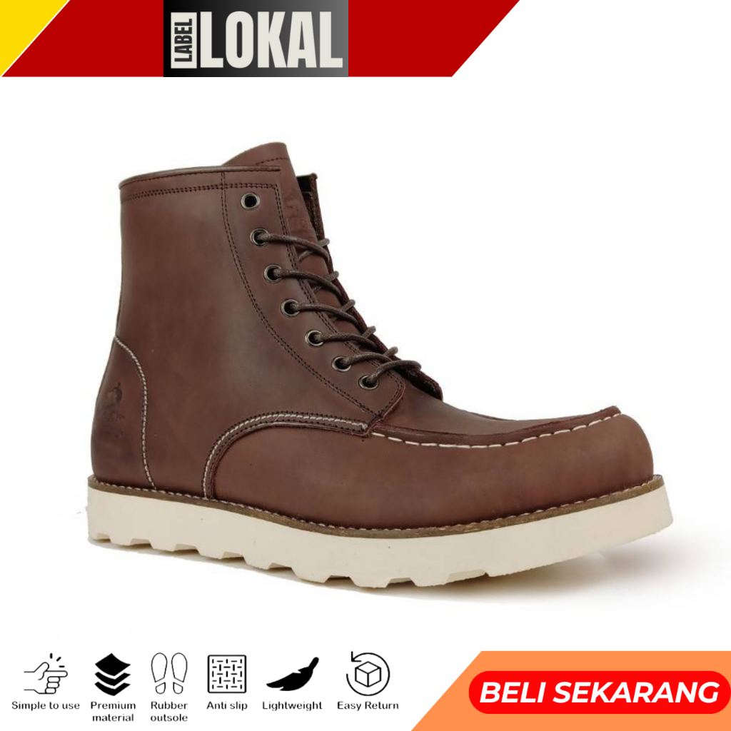 Jual Sepatu Boot Pria Kulit Asli labelokal Wolf Pointer Coklat | Shopee ...