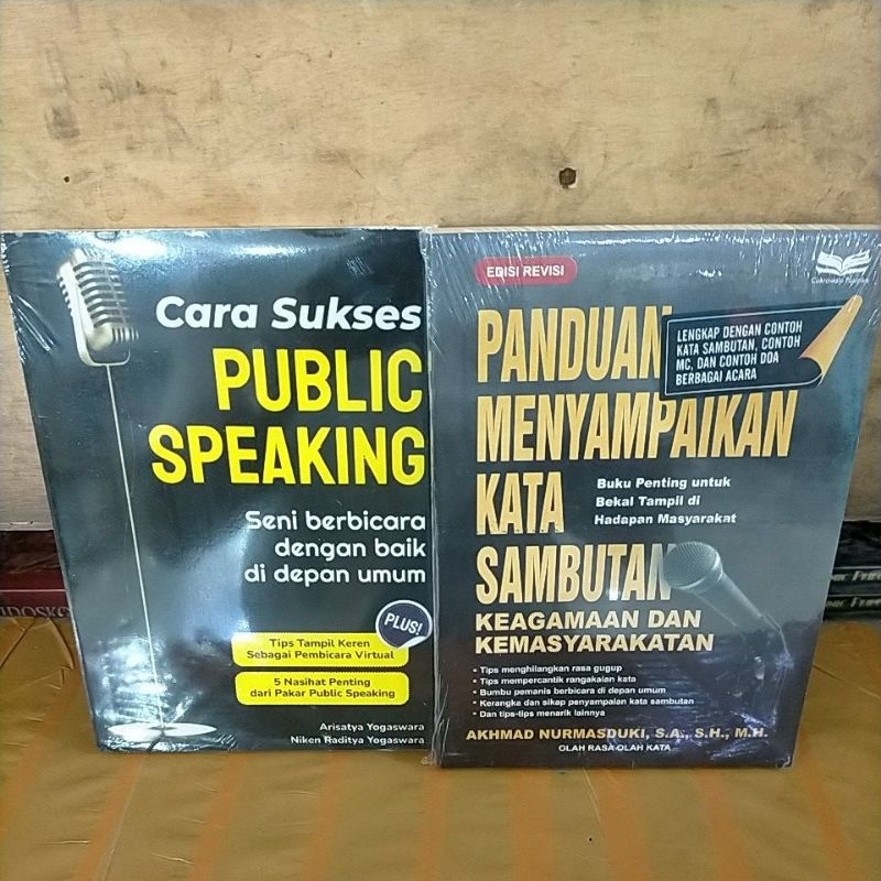 Jual paket 2 Buku Cara sukses Public speaking & Panduan menyampaikan kata sambutan keagamaan dan ...