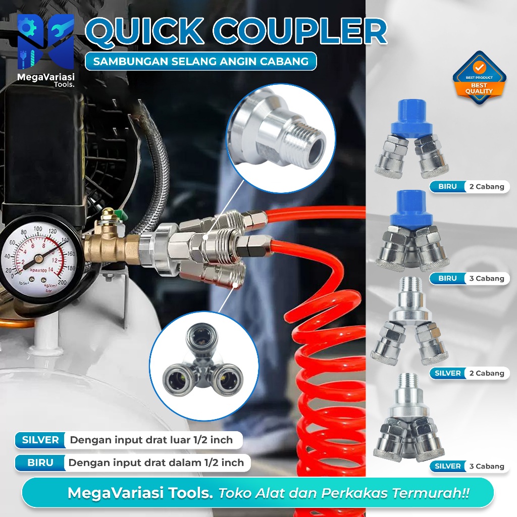 Jual Quick Coupler Female Cabang 2 Kopler Quick Lubang 2 Coupling ...