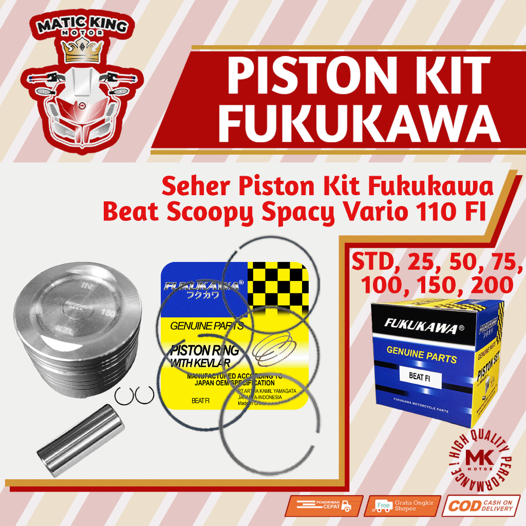 Jual Piston Seher KIT Oversize Beat Vario Scoopy Spacy 110 Fi Stater ...