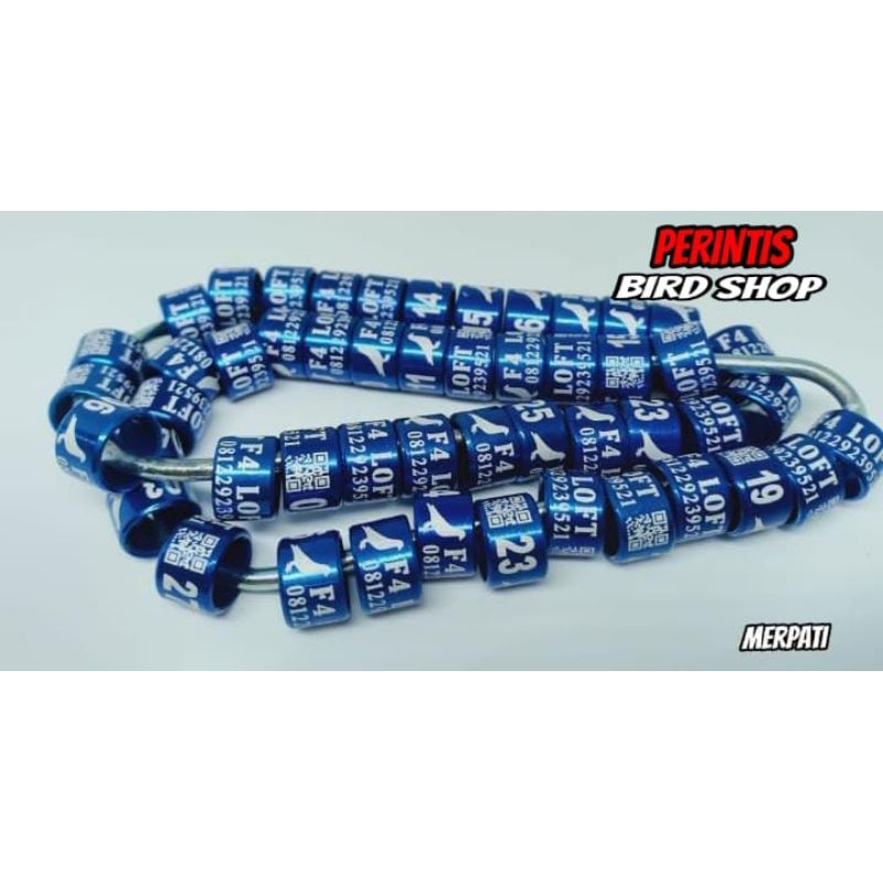 Jual RING MERPATI MODEL LASER BARCODE+LOGO LUBANG 7,5MM WARNA BIRU TUA ...