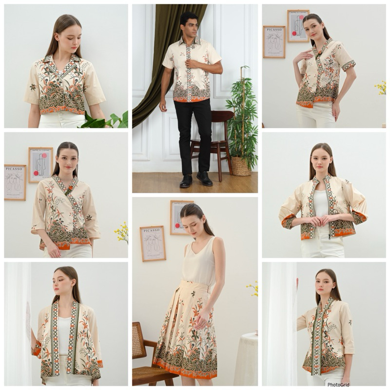 Jual Couple batik wanita pria modern / Atasan batik wanita modern ...