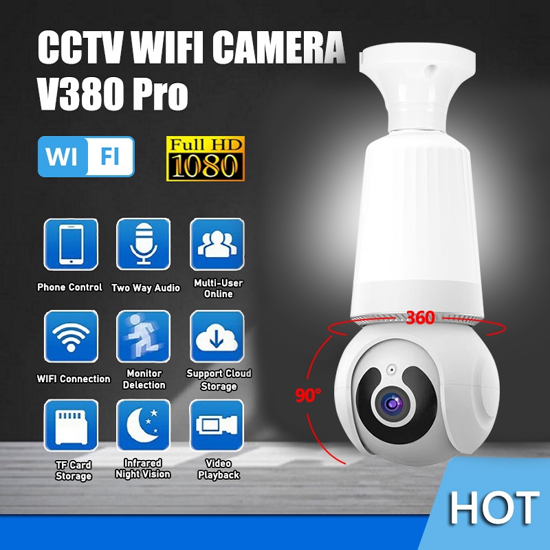 Jual Lampu CCTV Bohlam 8MP Dual Lens IP Camera WiFi CCTV Kamera Indoor ...